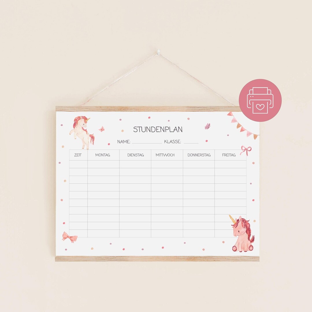 Unicorn Timetable Printable – A4 Template for Girls | Schoolchild ...