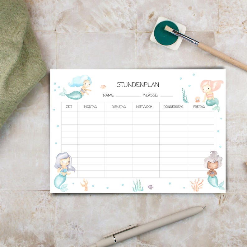 Mermaid Timetable Printable – A4 Template for Girls | Schoolchild ...