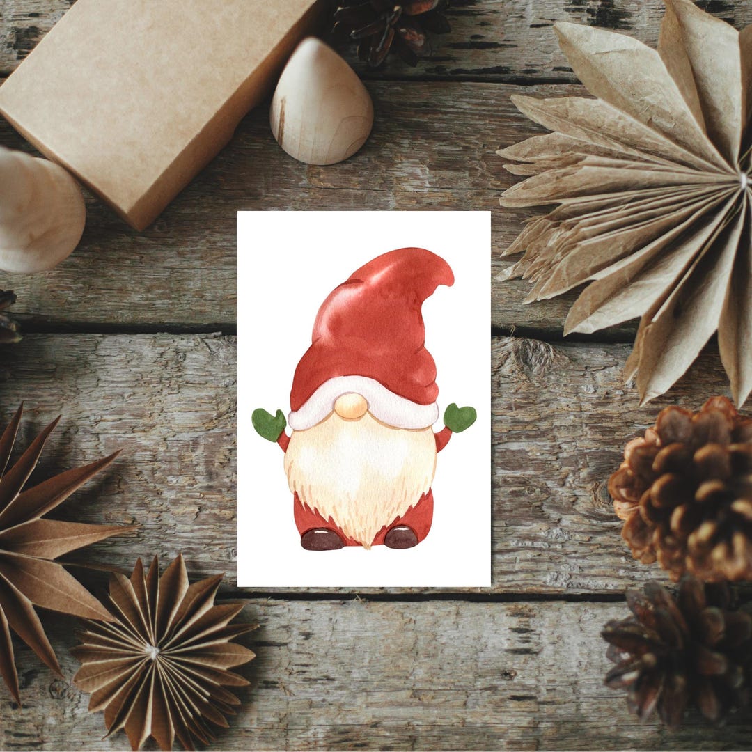 Mini Christmas Card Christmas Gnome Christmas Card Set Cards for ...