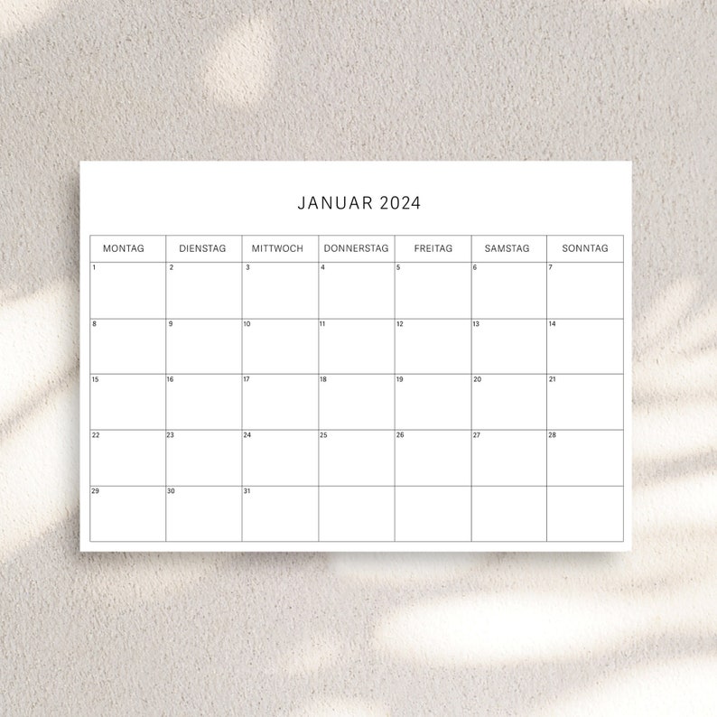 2024 Kalender zum Ausdrucken 12 Seiten A1, A2 Großformat Wochenplaner ...
