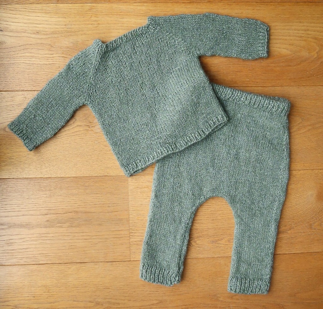 Knit Baby Pattern Set, Baby Sweater Knitting Pattern & Baby Knit Pants ...