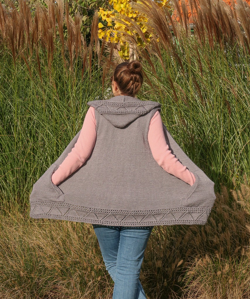 Hoodie Cardigan Knitting Pattern for Women With Sleeves or - Etsy