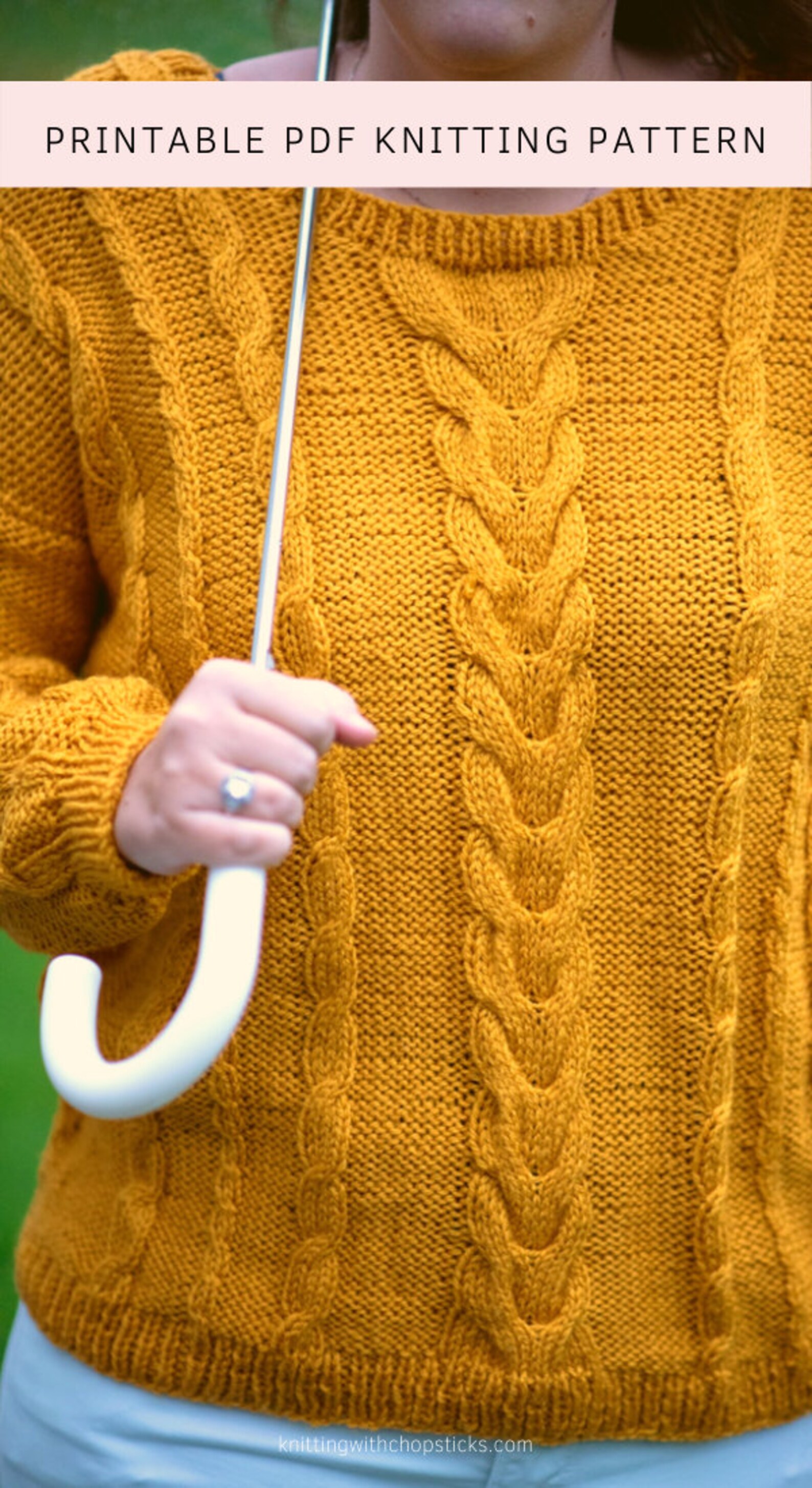 Easy Cable Knit Sweater Pattern, Cable Sweater Jumper Pattern, Easy ...