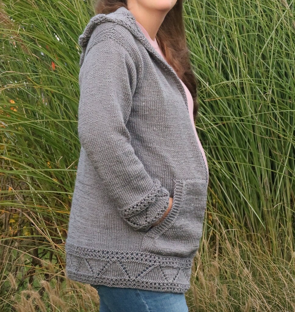 Hoodie Cardigan Knitting Pattern for Women With Sleeves or - Etsy