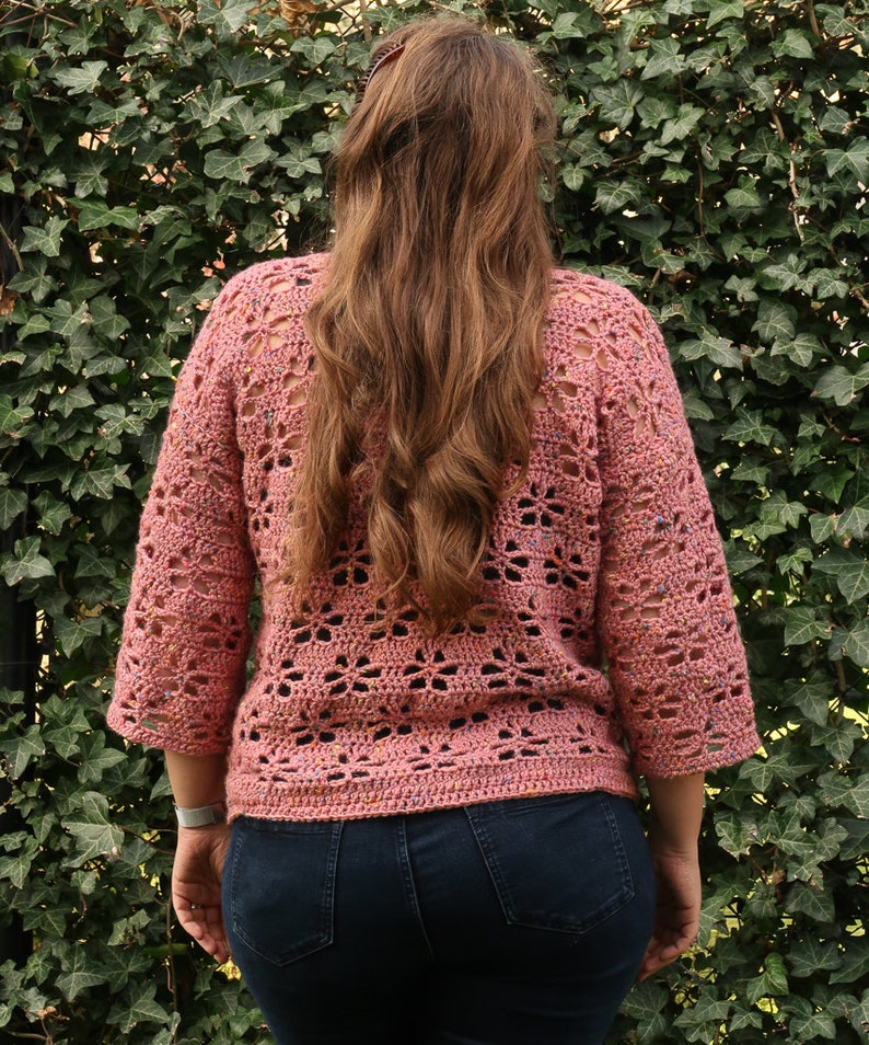 Flower Lace Crochet Sweater Pattern, Flower Summer Sweater Crochet ...
