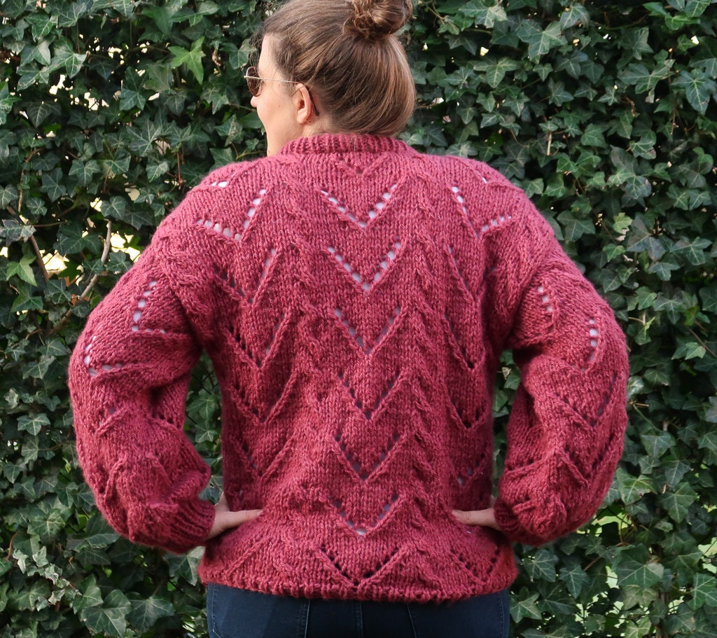 Chunky Sweater Knitting Pattern, Loose Lace Knit Sweater Pattern ...
