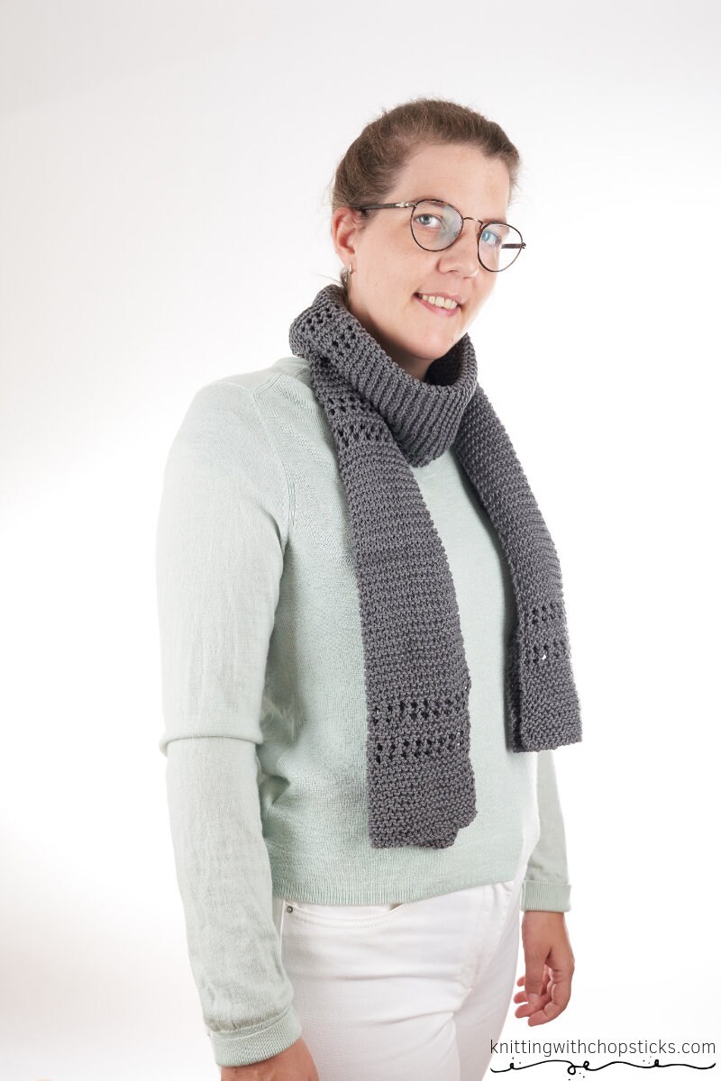 Knit Scarf Pattern for Worsted Weight Yarn, Cotton Yarn Knitted Scarf ...
