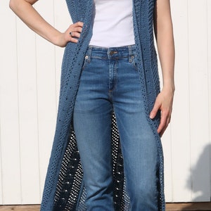 Seabreeze Cotton Yarn Beach Cover up Knitting Pattern - Long Knit ...