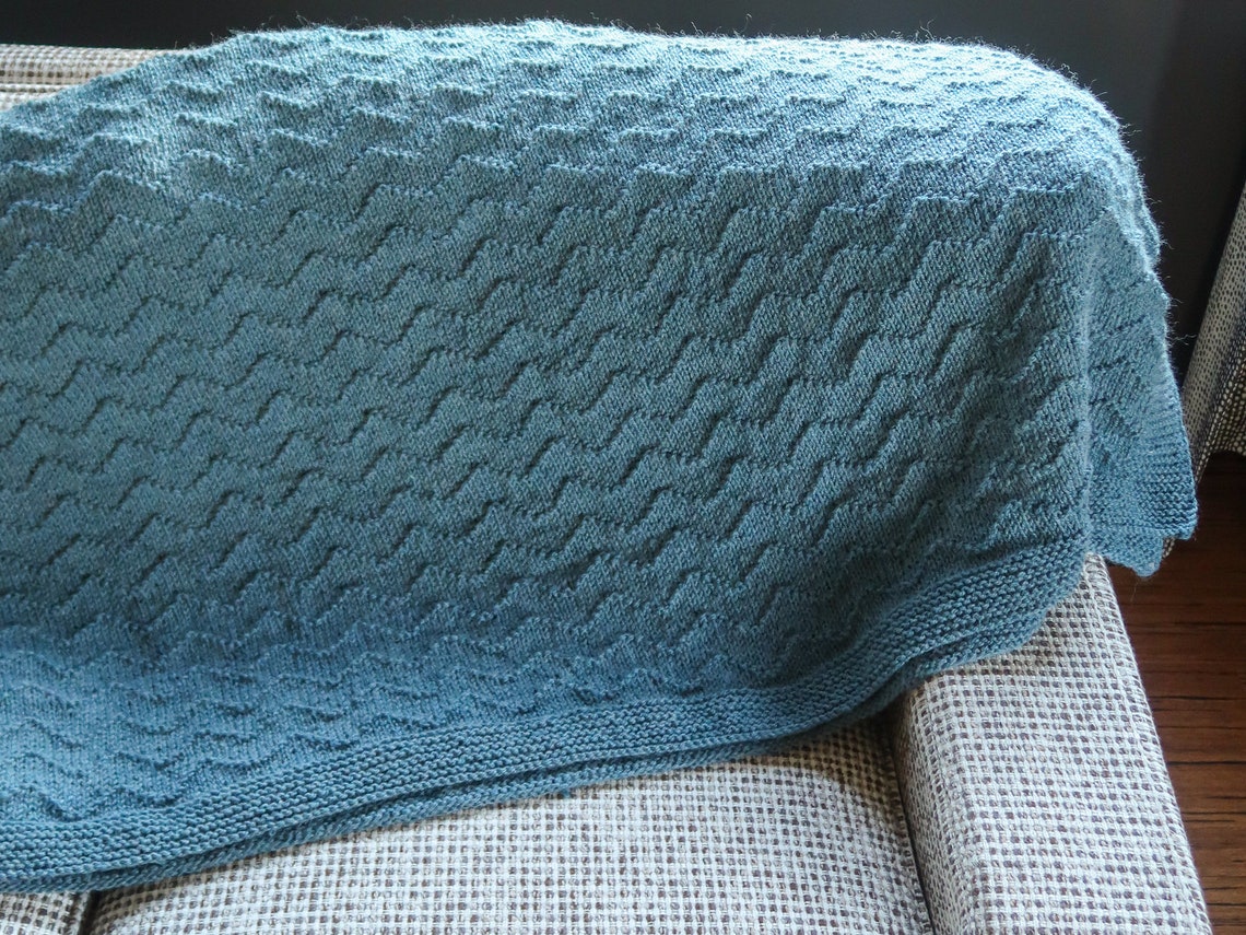 Easy Knit Blanket Pattern Modern Knit Blanket Winter Blanket | Etsy