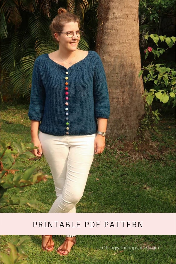 Reversible knit cardigan pattern ideal for your first knit | Etsy