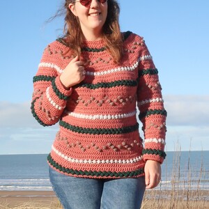 Top Down Crochet Sweater Pattern for Women, Textured Crochet Bobble ...