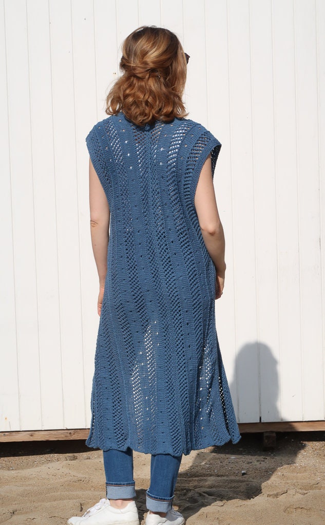 Seabreeze Cotton Yarn Beach Cover up Knitting Pattern - Long Knit ...