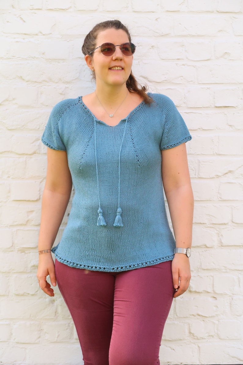 Top Knitting Pattern, Knit Cotton Top Shirt Pattern, Knit Top Pattern ...