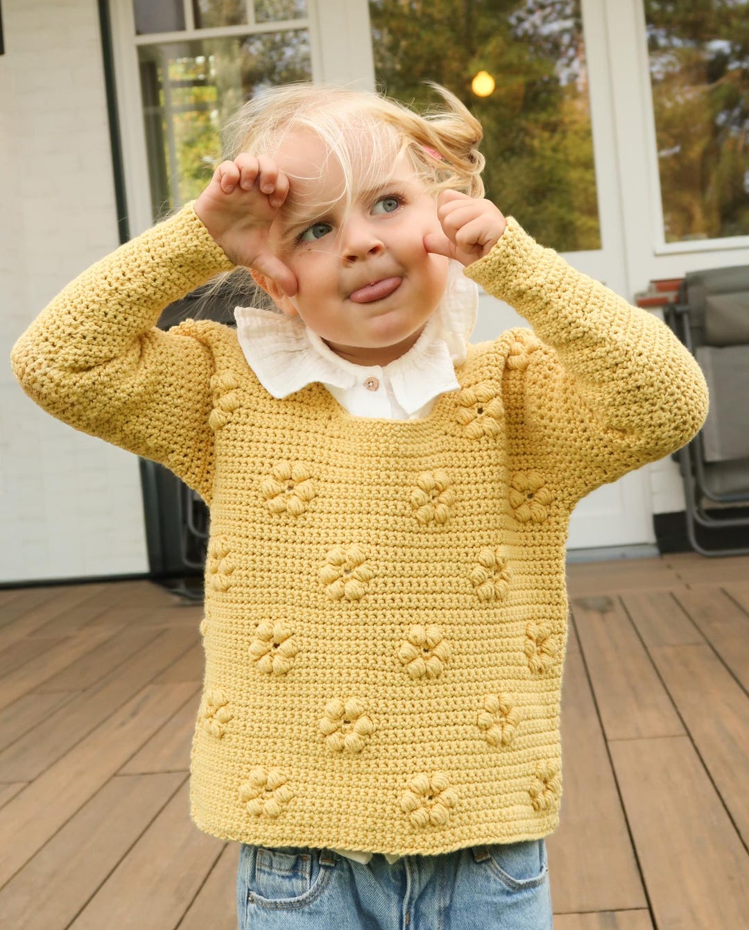 Pops of Petals Girls Crochet Sweater Pattern Childs Crochet Jumper ...