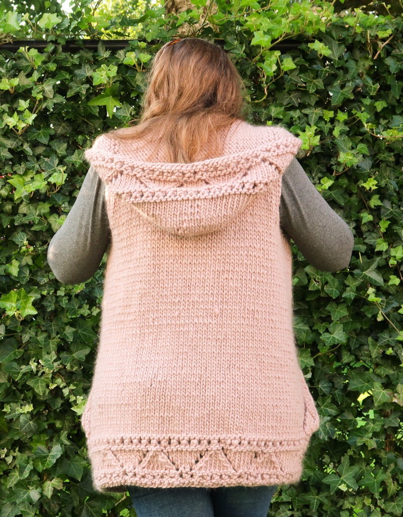 Knit Vest Pattern, Hooded Vest, Simple Women's Knit Pattern, Knit ...