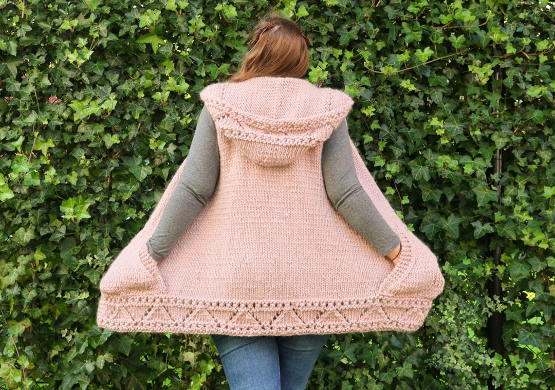 Knit Vest Pattern, Hooded Vest, Simple Women's Knit Pattern, Knit ...