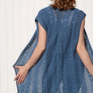 Seabreeze Cotton Yarn Beach Cover up Knitting Pattern - Long Knit ...