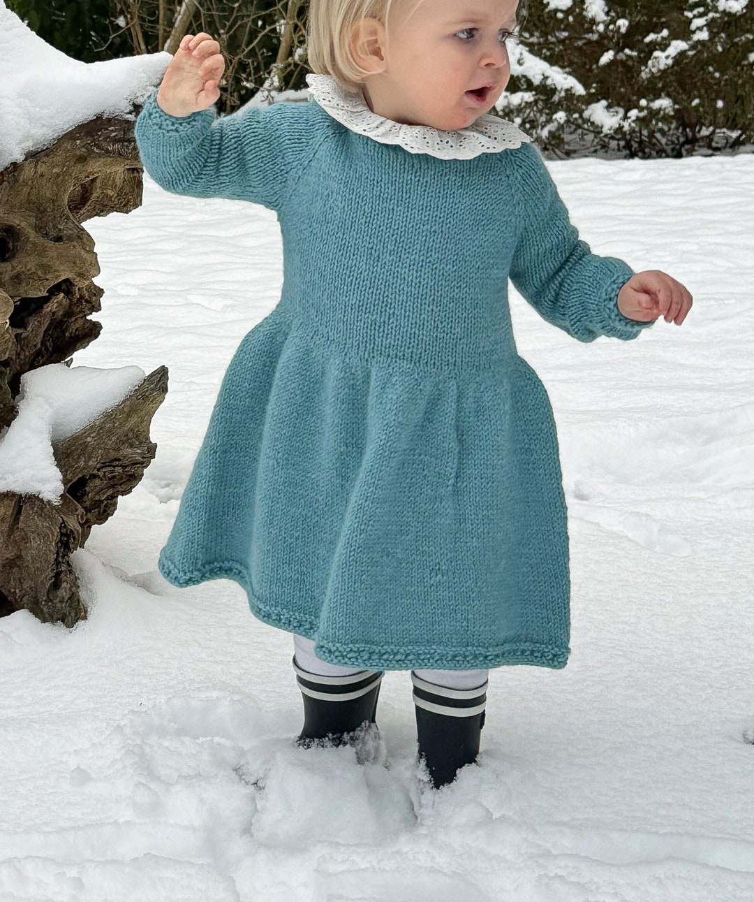Girl Knit Dress Pattern, Toddler Dress Knitting Pattern Easy, Knit ...