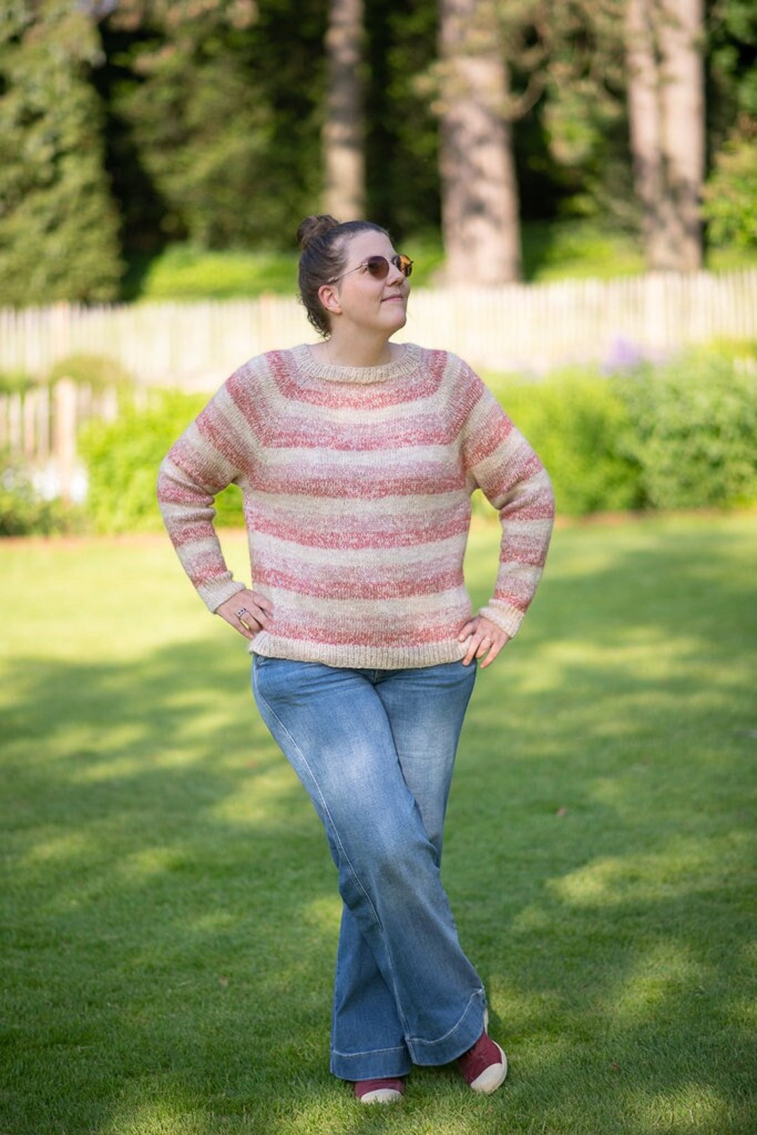 Striped Sweater Raglan Knitting Pattern, Fall Sweater Knitting Pattern ...