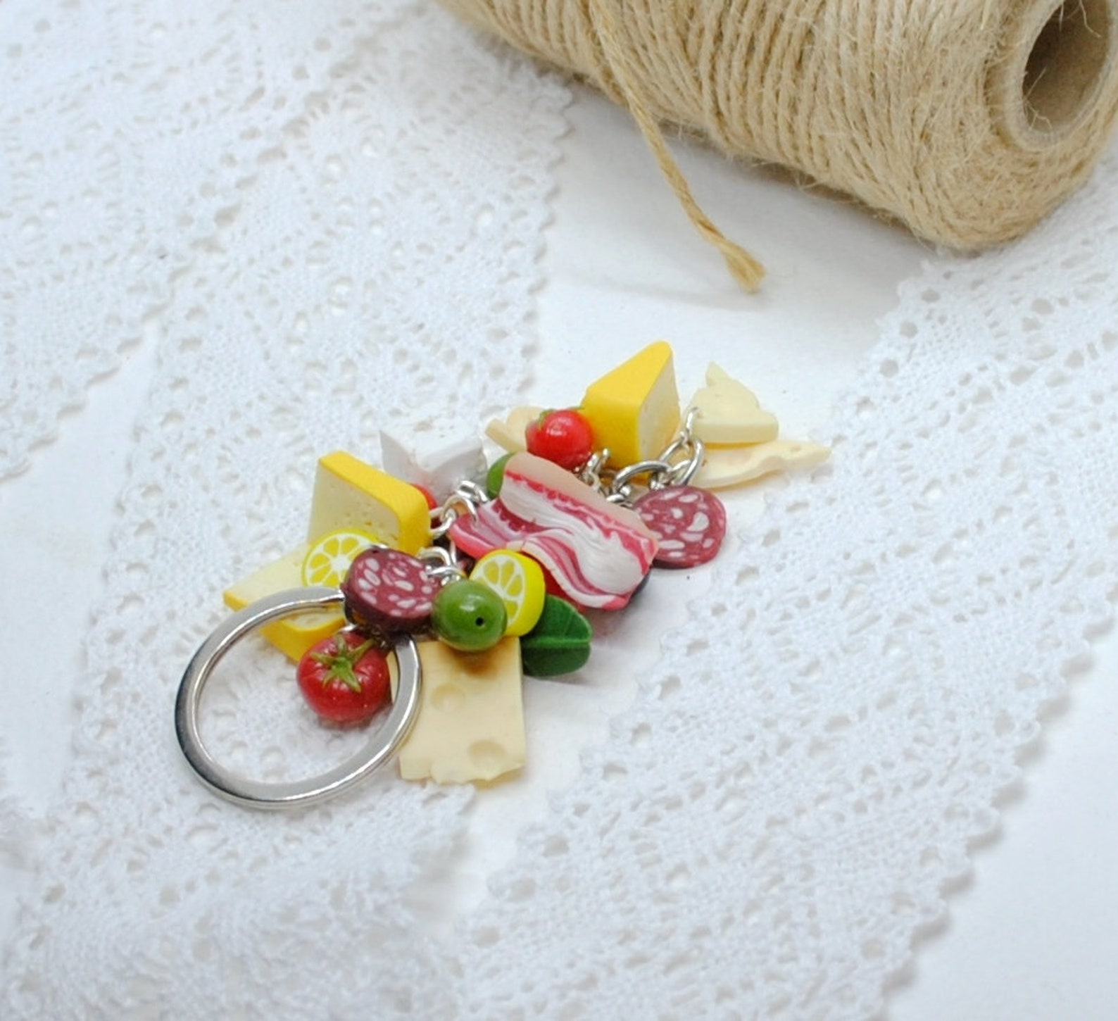 Keychain Cheese Cheddar Olive-polymer Clay Food-birthday Accessories ...
