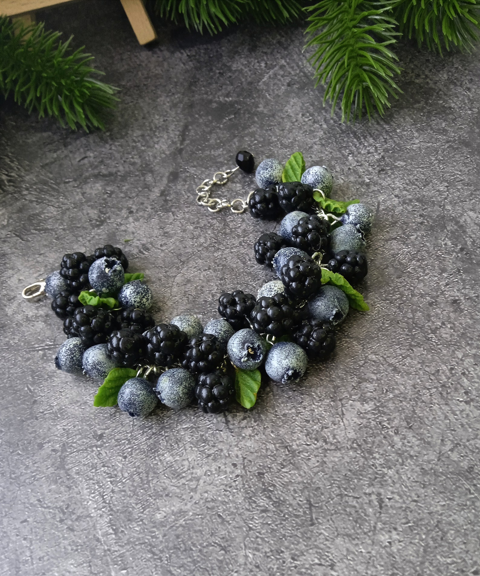 Women's Berry Bracelet Blueberry Blackberry Blueberry Polymer Clay ...