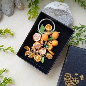 Keychain Orange Citrus Mandarin-polymer Clay Flowers-birthday - Etsy