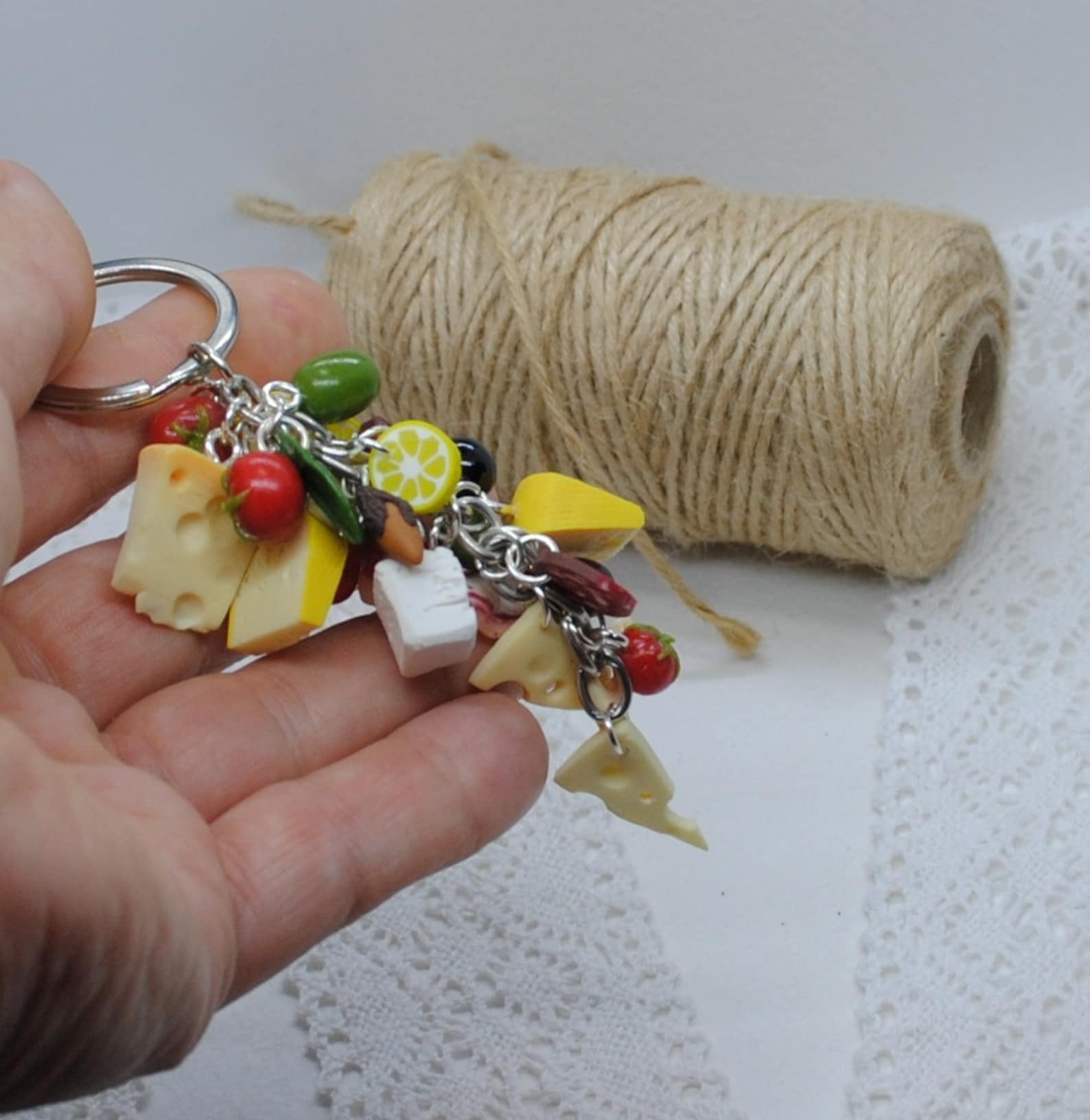 Keychain Cheese Cheddar Olive-polymer Clay Food-birthday Accessories ...