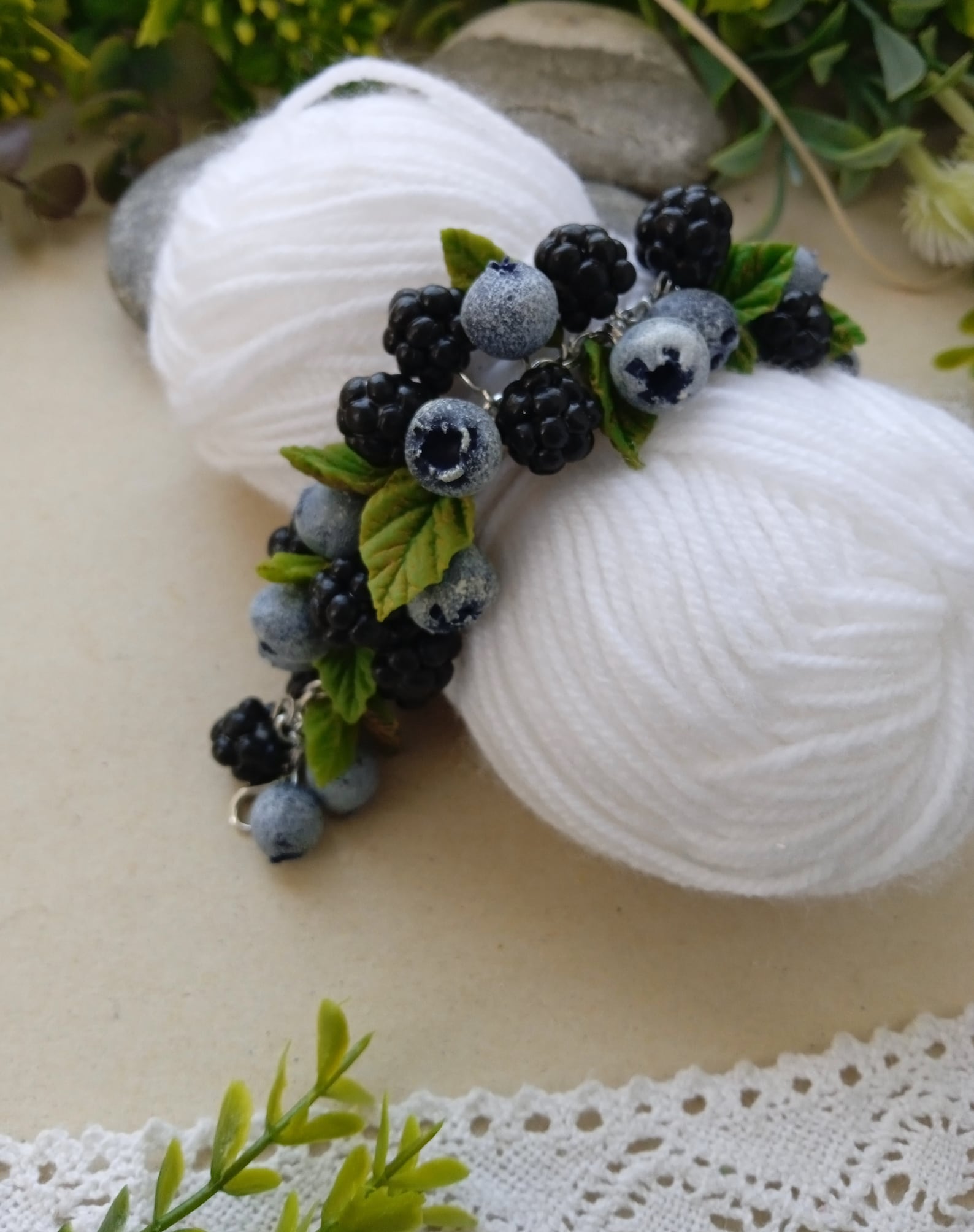 Women's Berry Bracelet Blueberry Blackberry Blueberry Polymer Clay ...