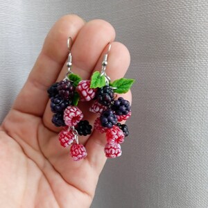Earrings Black Blackberry Raspberry Polymer Clay Berries Birthday ...