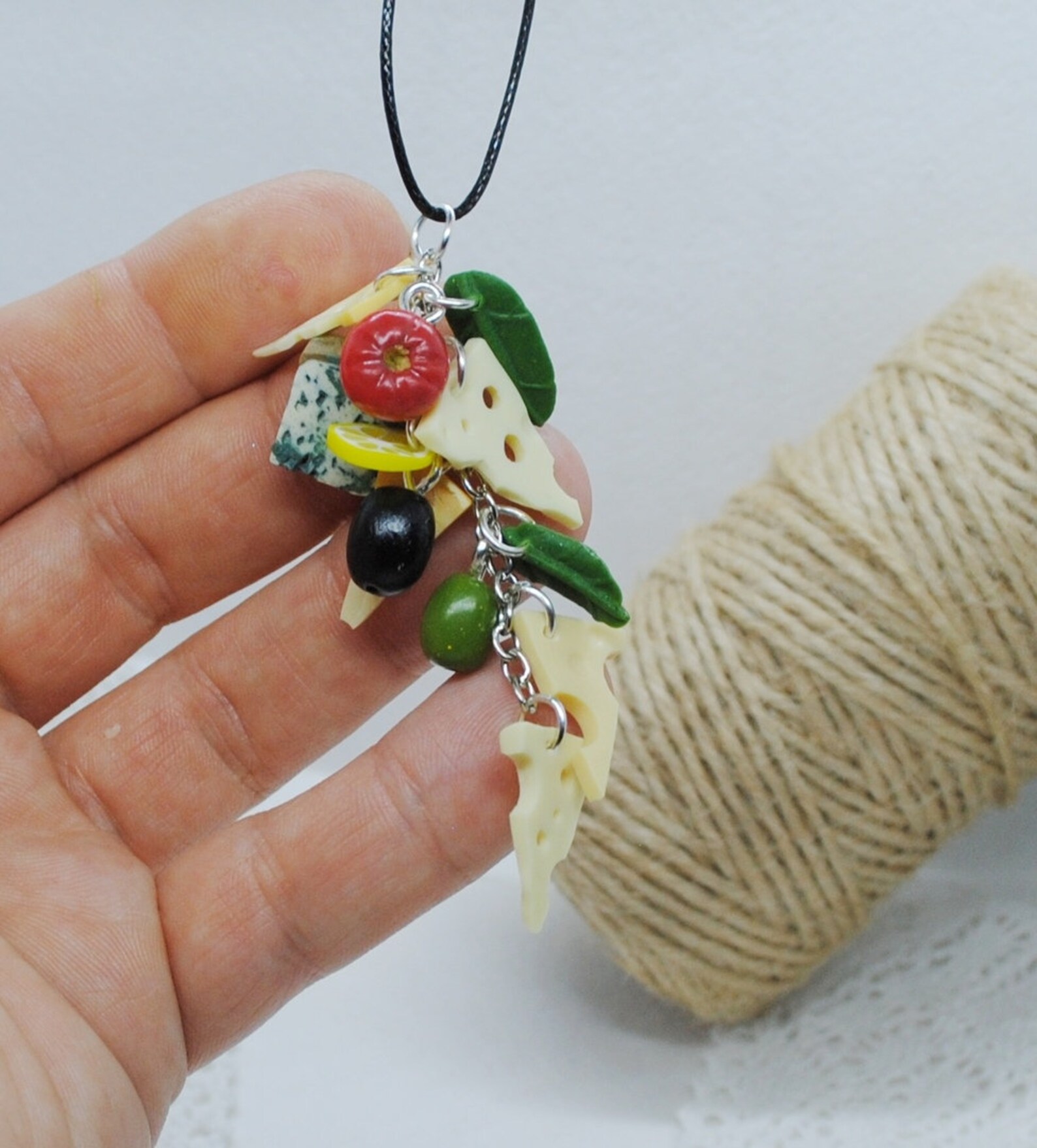 Pendant Cheese Cheddar Olive-polymer Clay Food-birthday Accessories ...