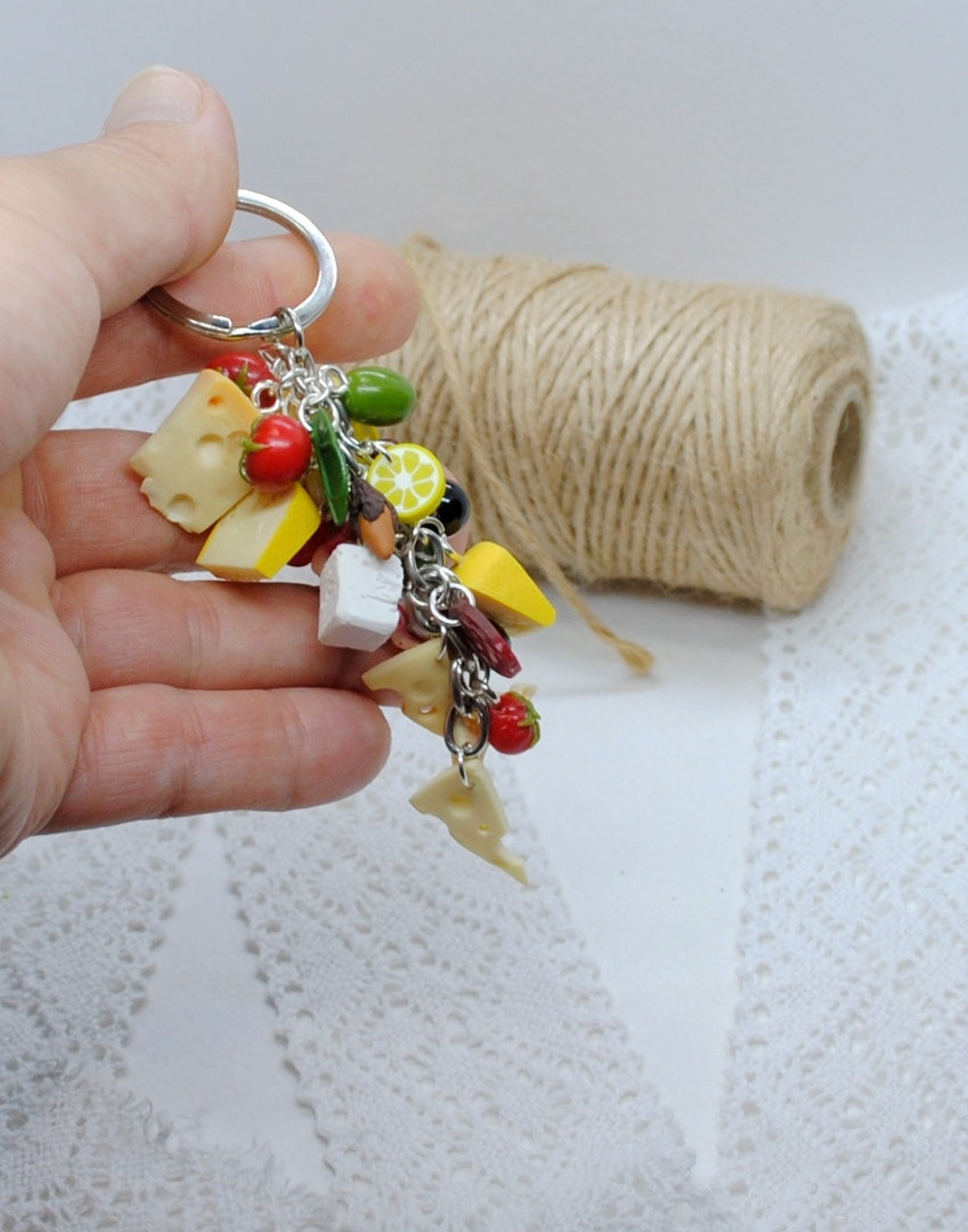 Keychain Cheese Cheddar Olive-polymer Clay Food-birthday Accessories ...