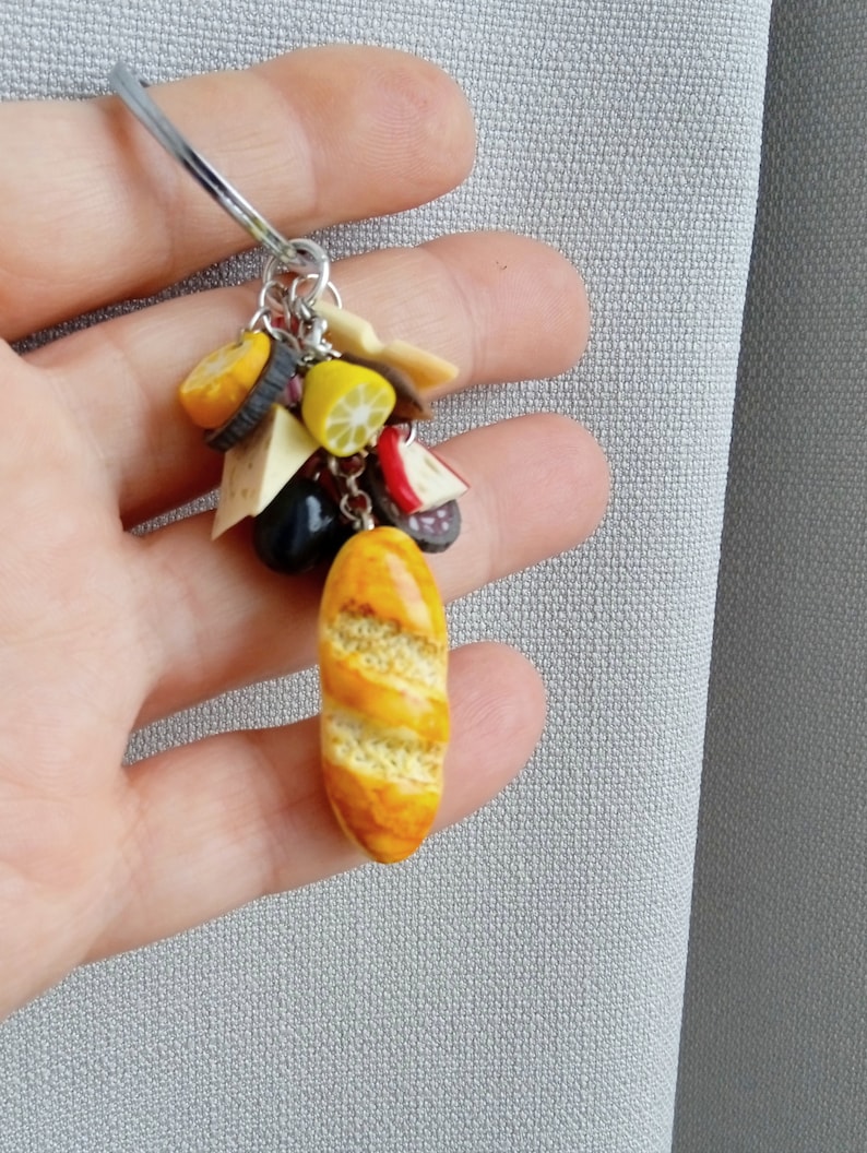 Keychain Cheddar Cheese Baton Olive-polymer Clay Food-birthday - Etsy
