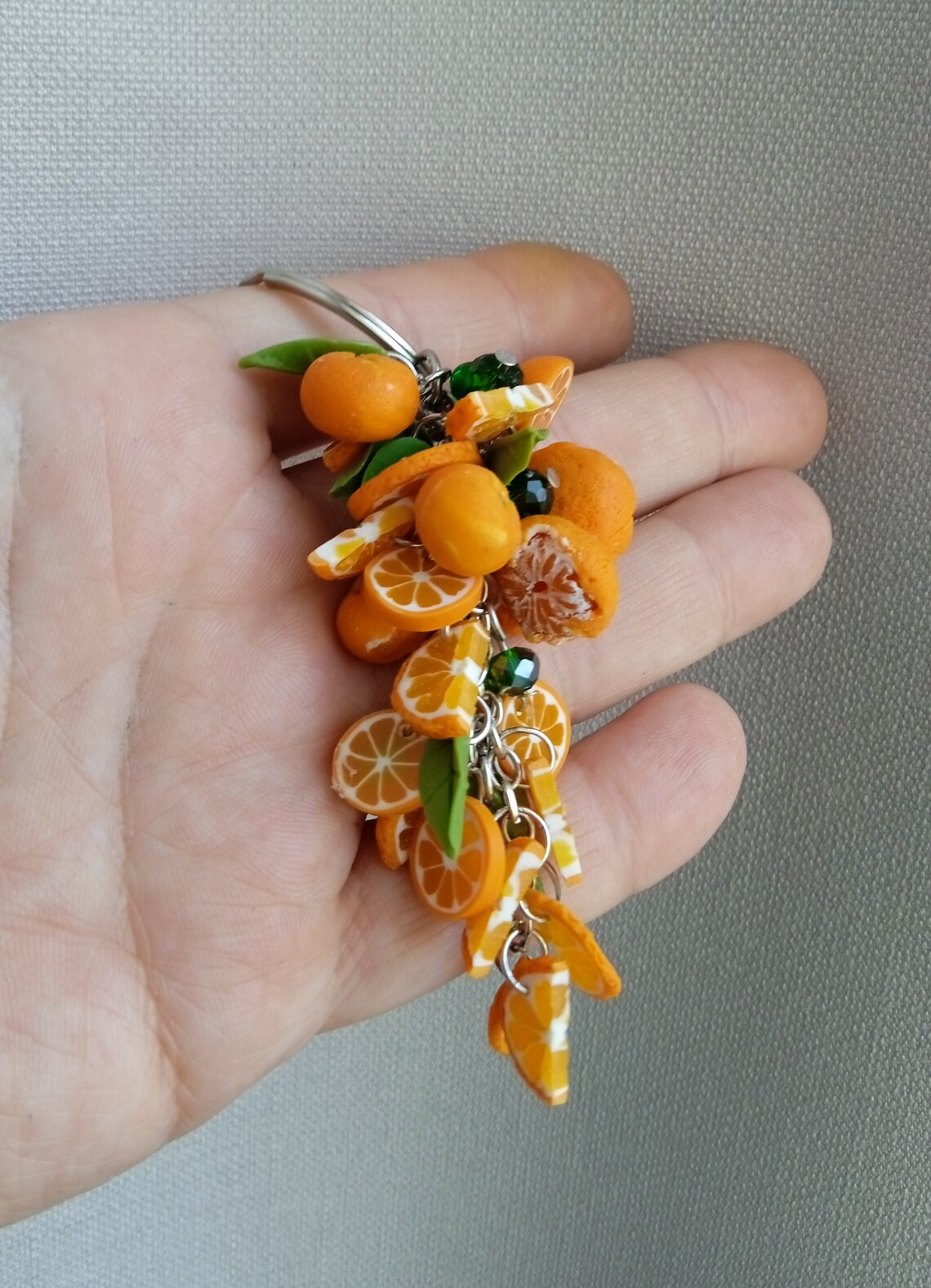 Keychain Orange Citrus Mandarin-polymer Clay Flowers-birthday - Etsy