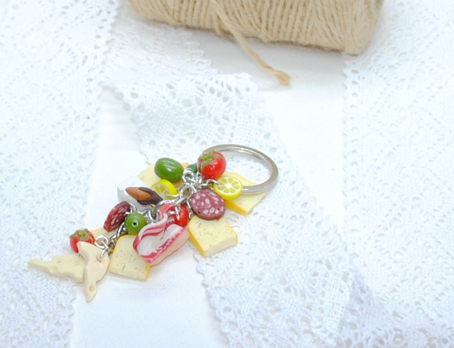 Keychain Cheese Cheddar Olive-polymer Clay Food-birthday Accessories ...