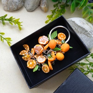 Keychain Orange Citrus Mandarin-polymer Clay Flowers-birthday - Etsy