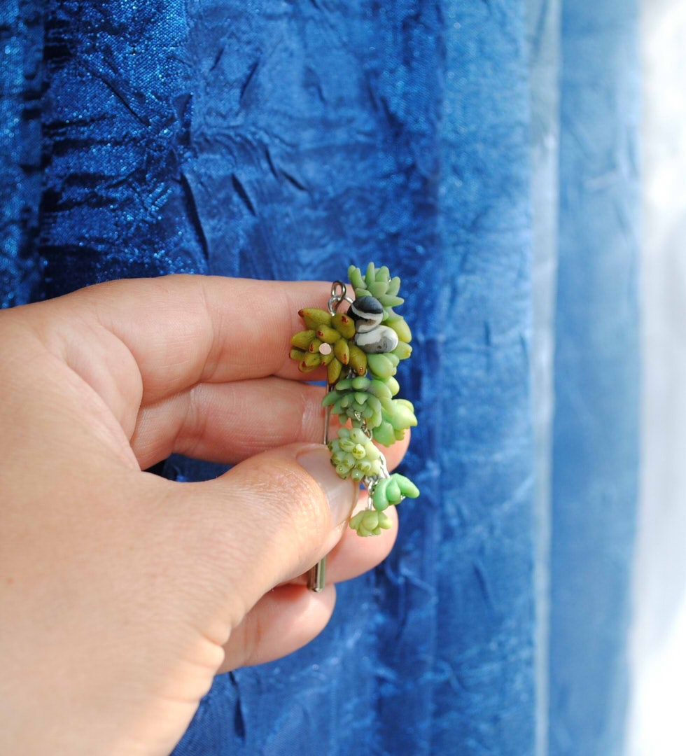 Brooch Needle Succulents Polymer Clay Flowers Birthday | Etsy