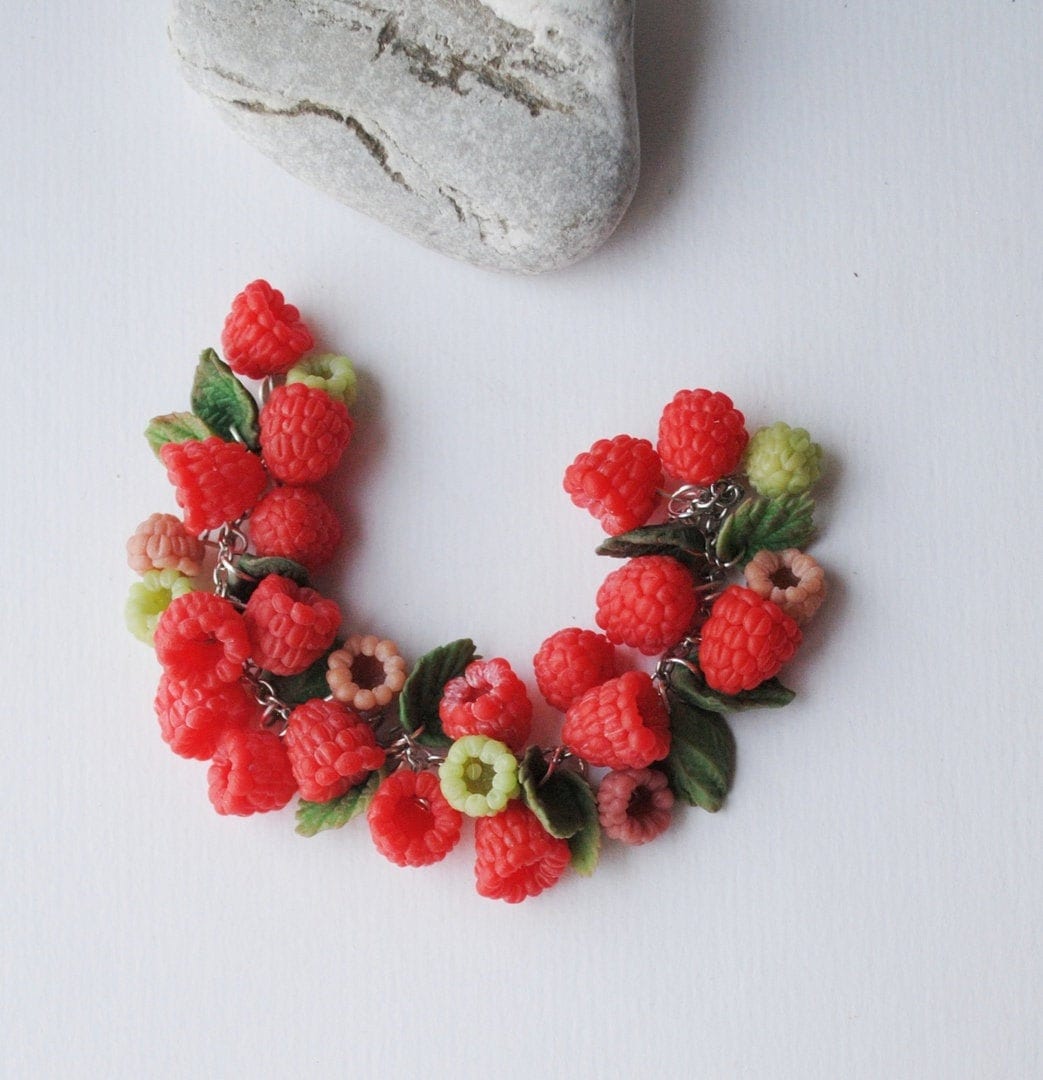 Women Berry Bracelet Raspberry Blackberry Cherry-Polymer Clay | Etsy