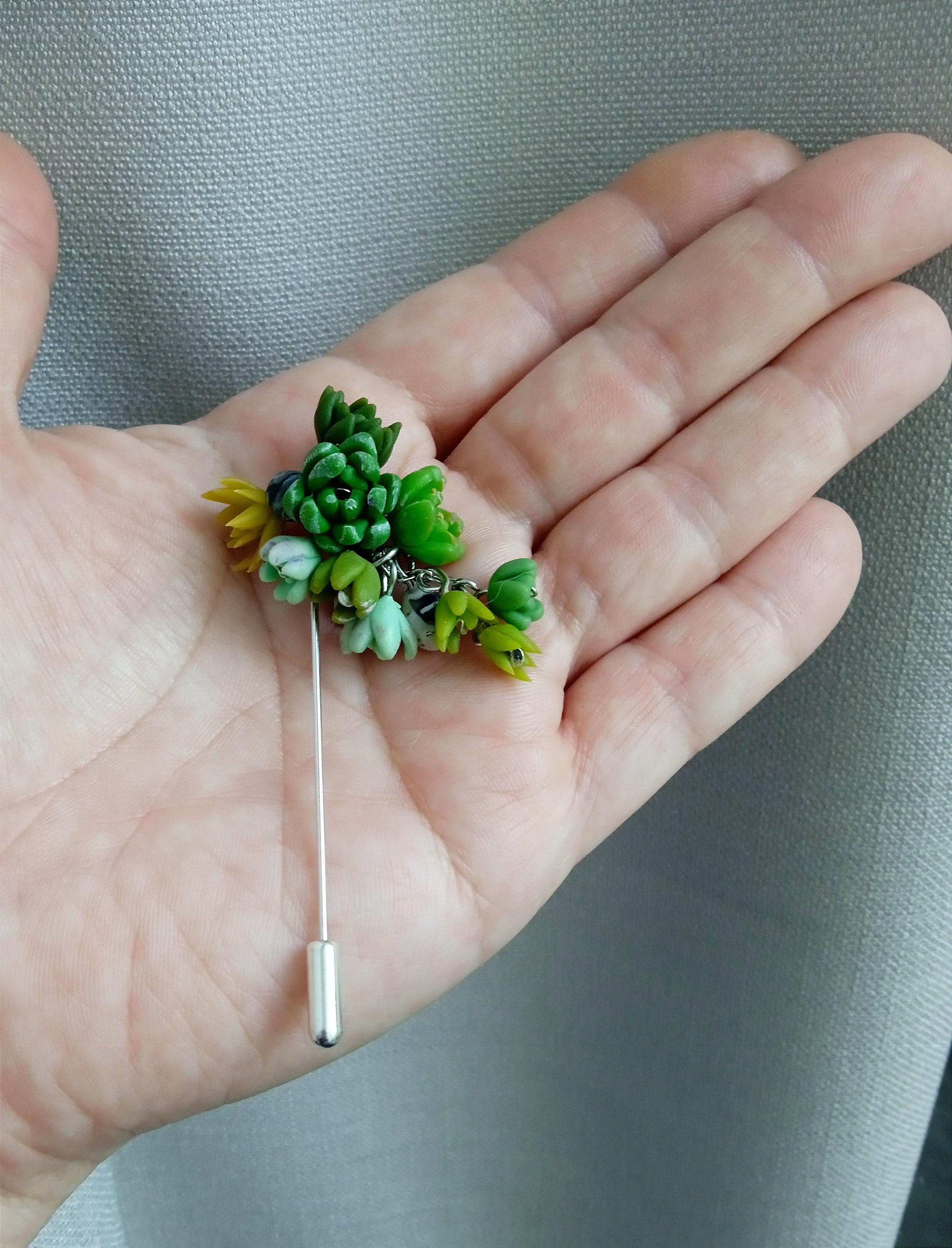 Brooch Needle Succulents Polymer Clay Flowers Birthday - Etsy