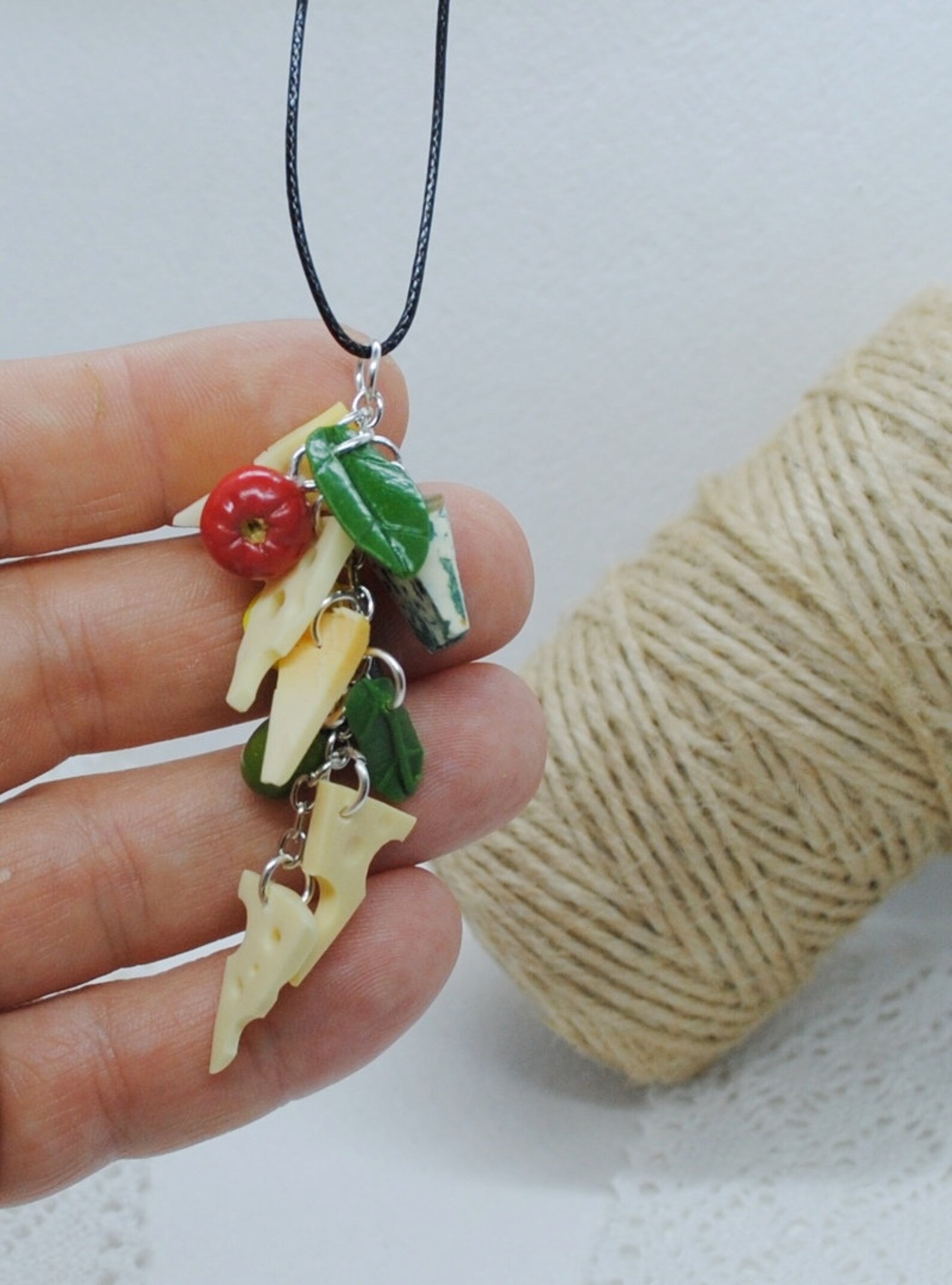 Pendant Cheese Cheddar Olive-polymer Clay Food-birthday - Etsy