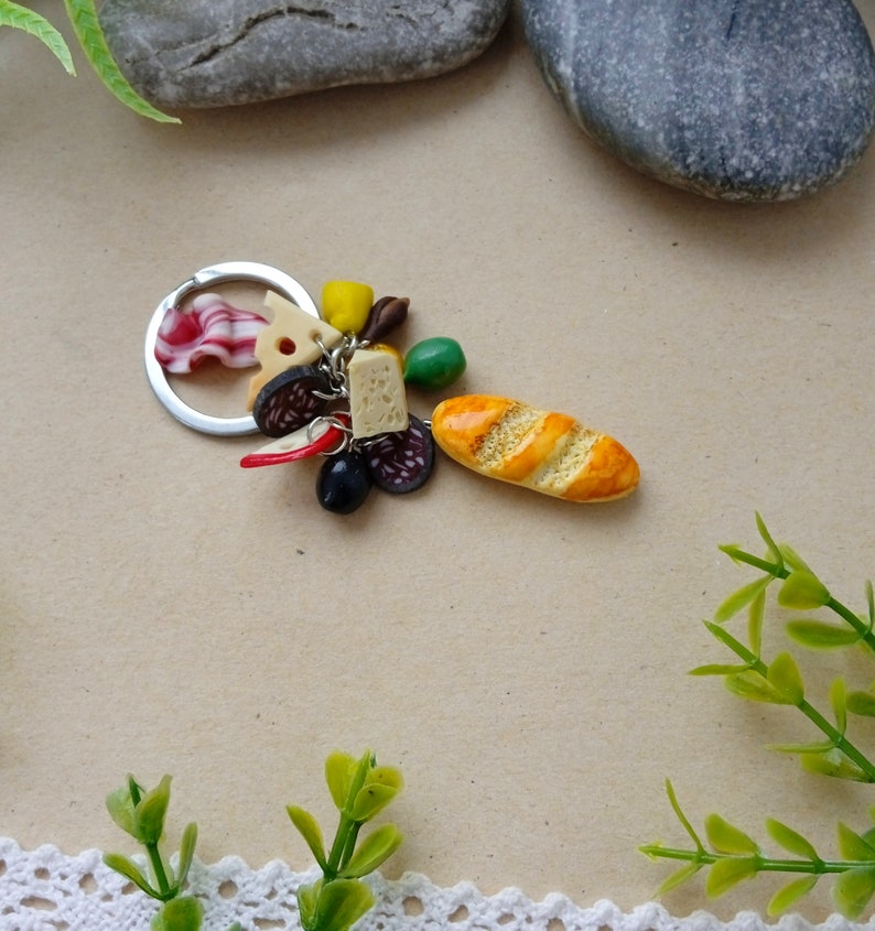 Keychain Cheddar Cheese Baton Olive-polymer Clay Food-birthday - Etsy