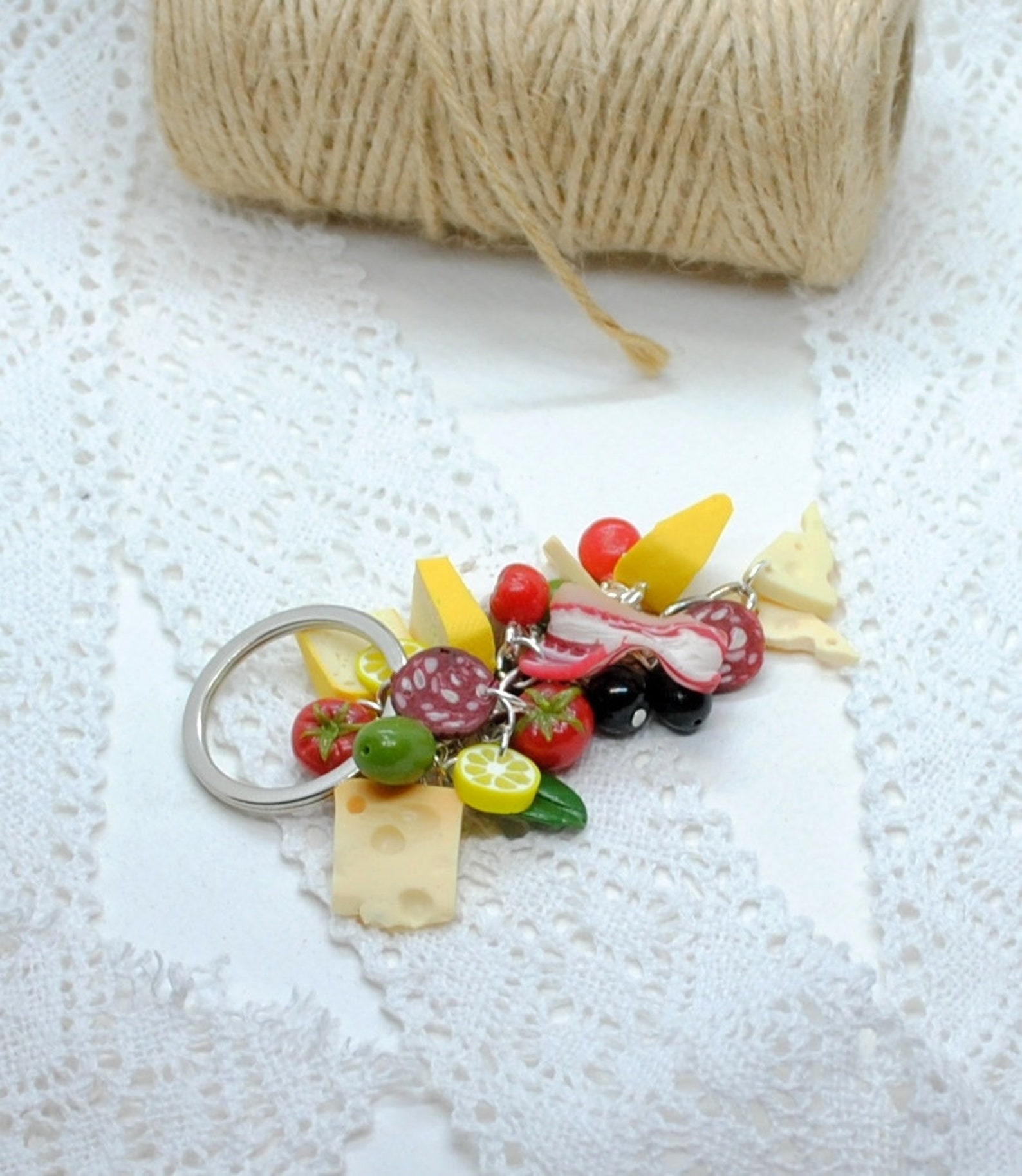 Keychain Cheese Cheddar Olive-polymer Clay Food-birthday Accessories ...