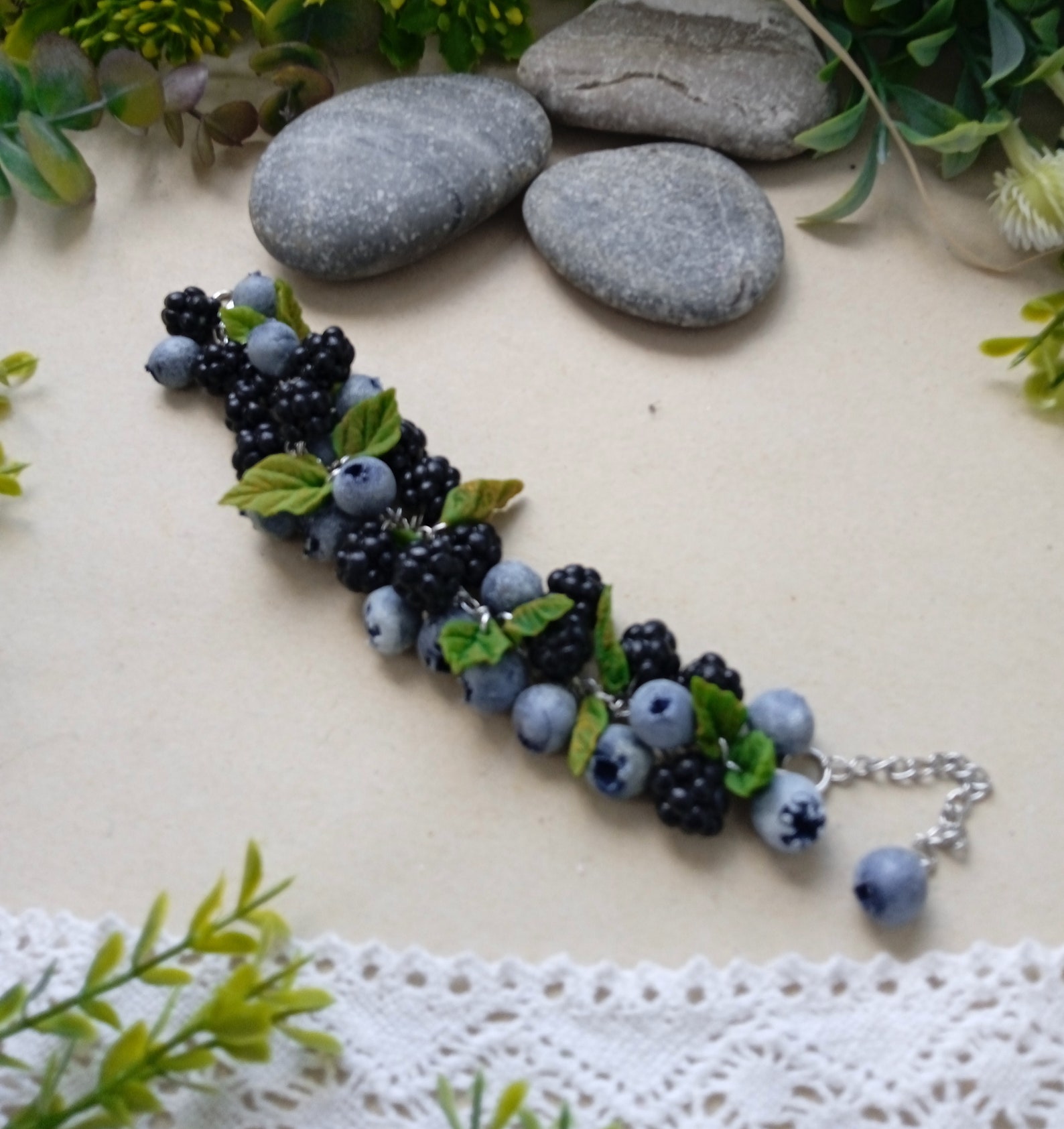 Women's Berry Bracelet Blueberry Blackberry Blueberry. Made of Polymer ...