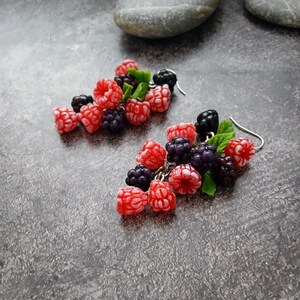 Earrings Black Blackberry Raspberry Polymer Clay Berries Birthday ...