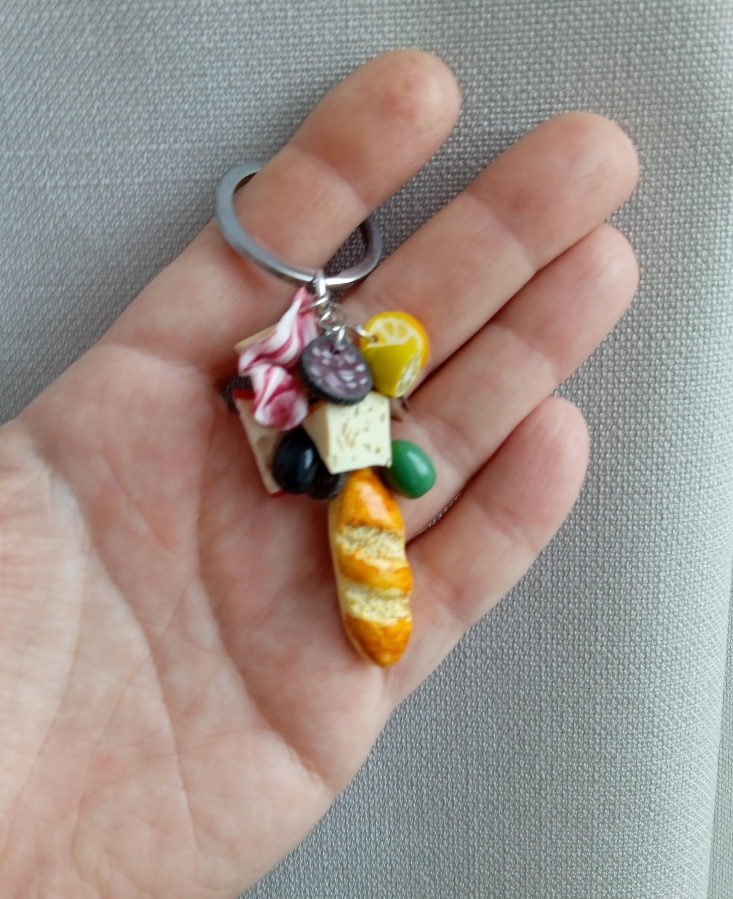 Keychain Cheddar Cheese Baton Olive-polymer Clay Food-birthday - Etsy