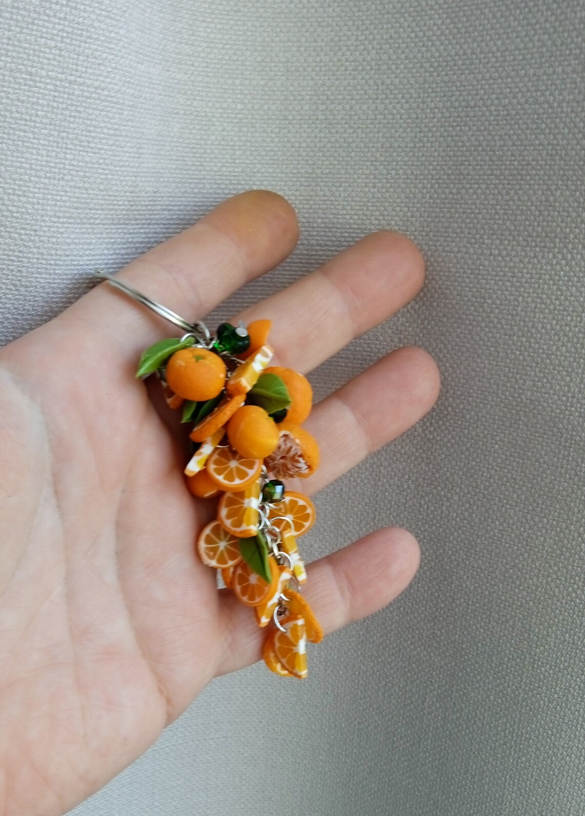 Keychain Orange Citrus Mandarin-polymer Clay Flowers-birthday - Etsy