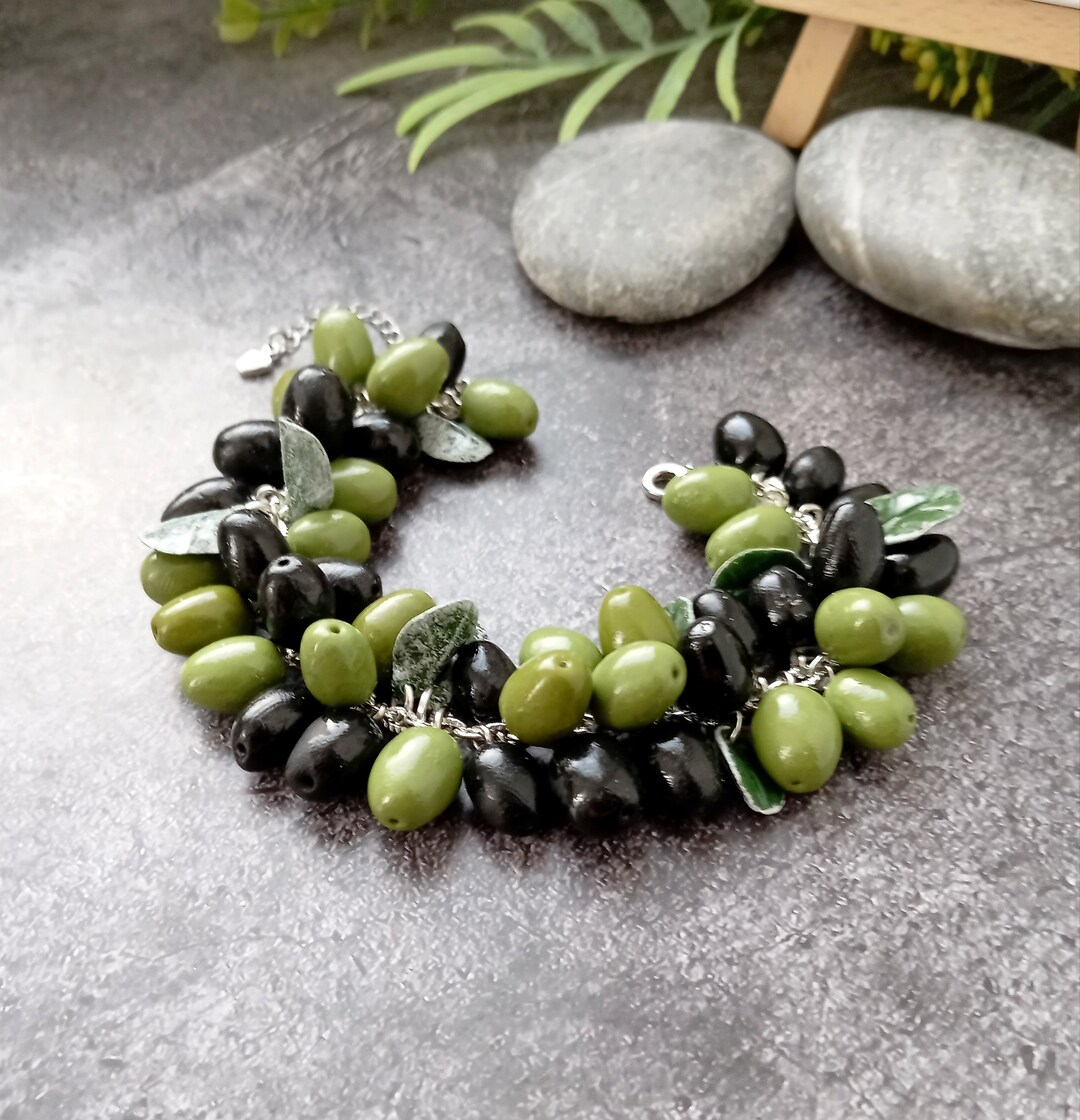 Women's Bracelet With Olive Berries, Olives.made of Polymer Clay. - Etsy