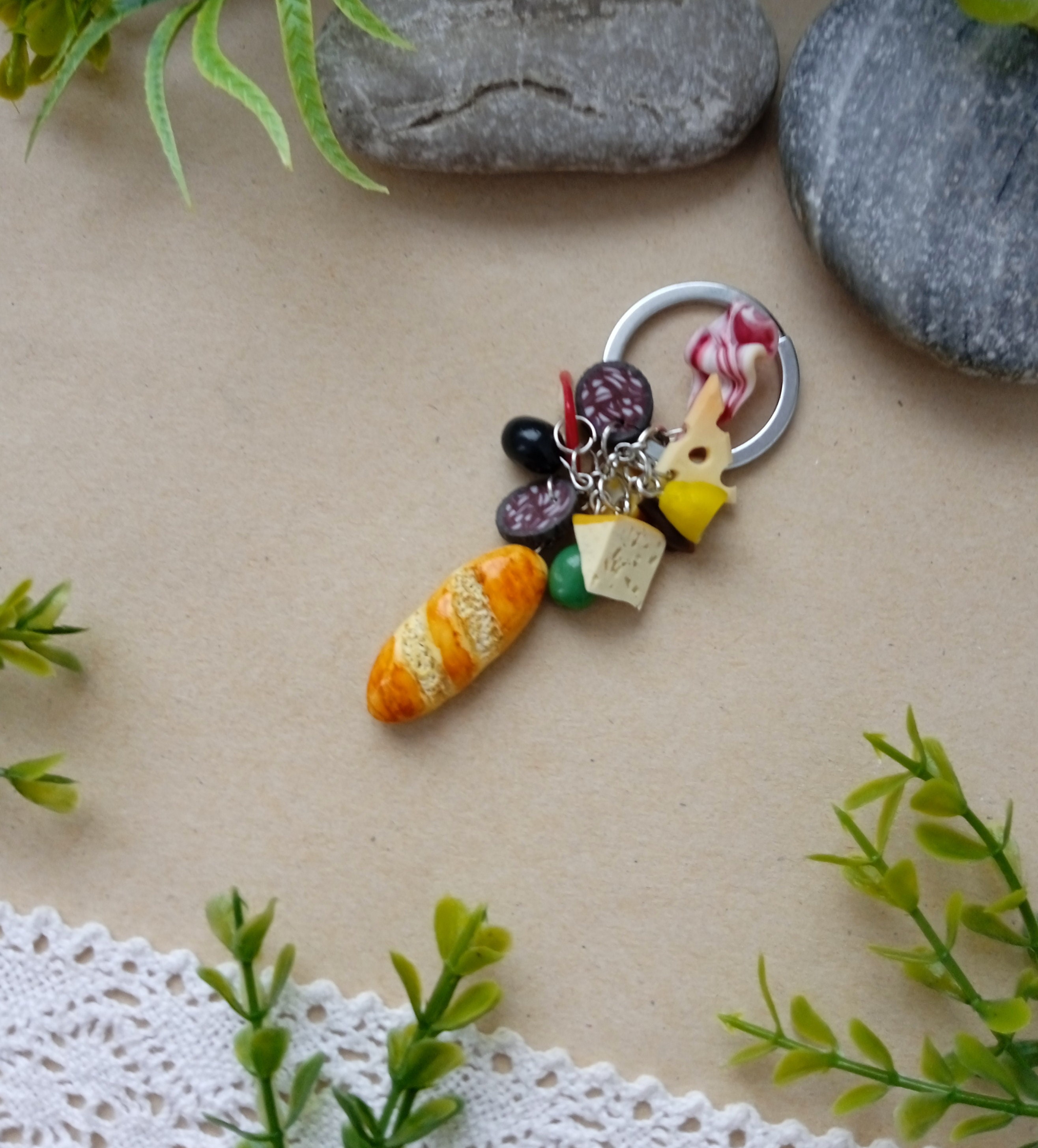 Keychain Cheddar Cheese Baton Olive-polymer Clay Food-birthday - Etsy