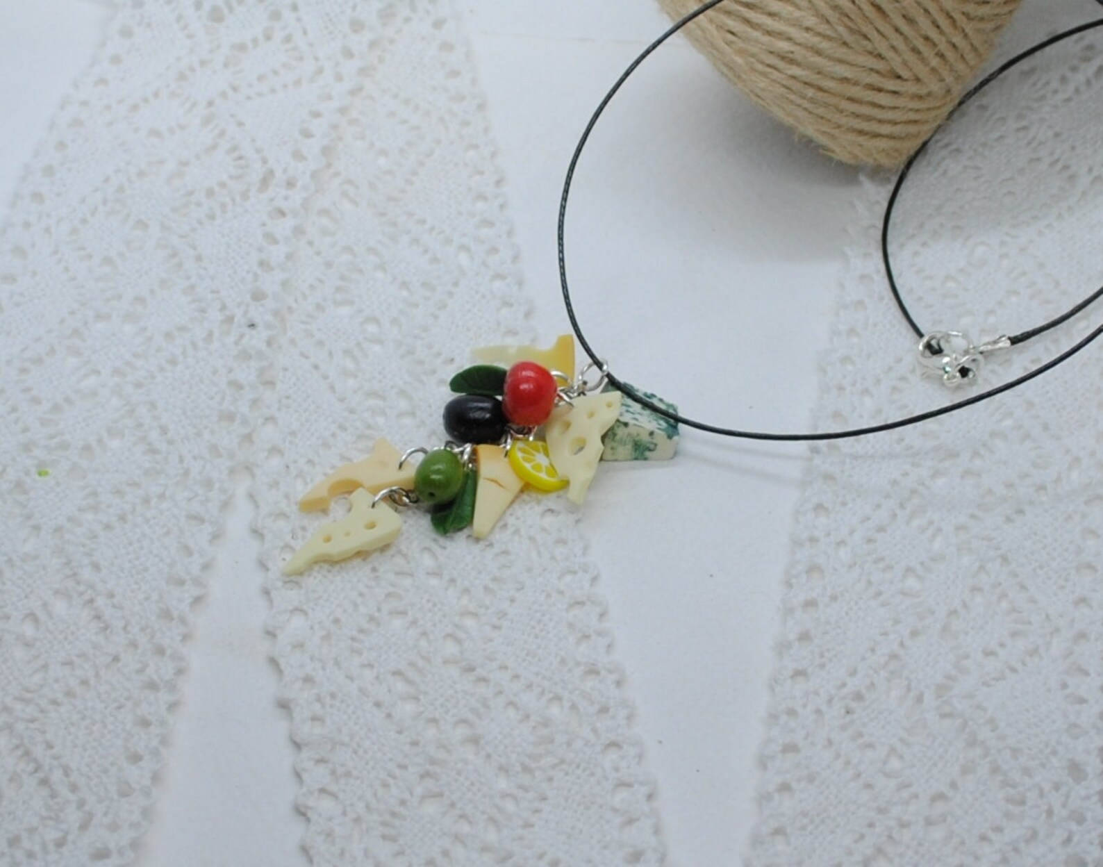 Pendant Cheese Cheddar Olive. Made of Polymer Clay. - Etsy