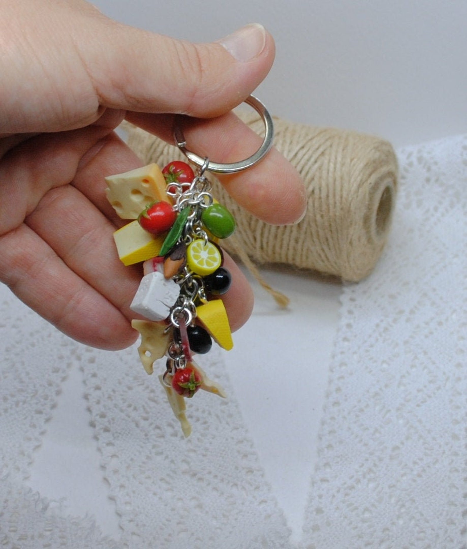 Keychain Cheese Cheddar Olive-polymer Clay Food-birthday Accessories ...