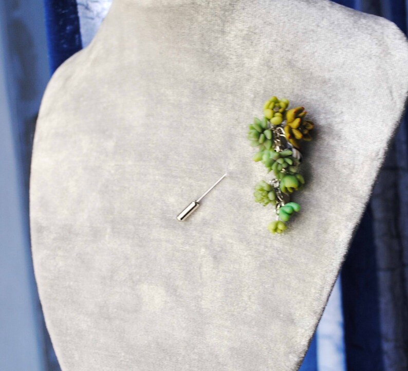 Brooch Needle Succulents Polymer Clay Flowers Birthday | Etsy